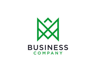 Letter m line logo design linear creative minimal Vector Image