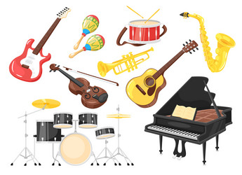 Cartoon music instruments set Royalty Free Vector Image