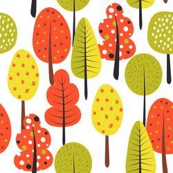 Seamless pattern design with abstract doodle trees