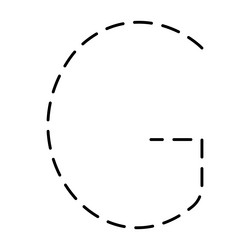 Tracing alphabet letter g prewriting dotted line Vector Image