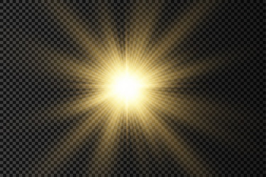 Yellow sun rays golden light effect star Vector Image