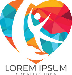 Human health and support heart shape logo design Vector Image