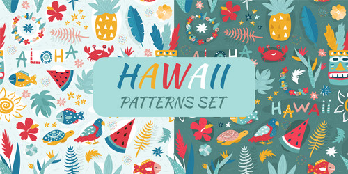 Cartoon hibiscus hawaii seamless pattern Vector Image