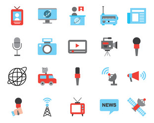 Bundle news broadcasting icons Royalty Free Vector Image