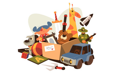 Kids toy box cartoon children play container Vector Image