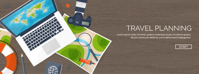 Travel and tourism flat style world earth map Vector Image