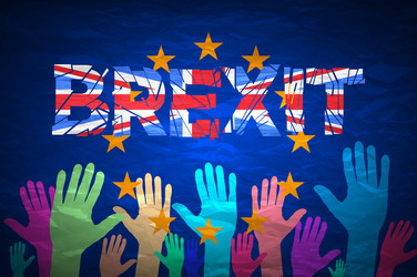 Brexit text isolated art colorful hand Royalty Free Vector