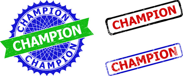 Championship Rosette And Rectangle Bicolor Badges Vector Image