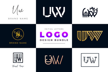 Initial letters uw monogram logo design bundle Vector Image