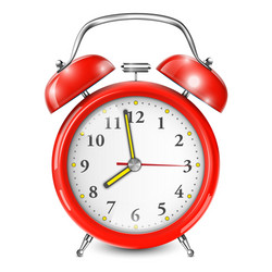Red classic alarm clock with bell Royalty Free Vector Image