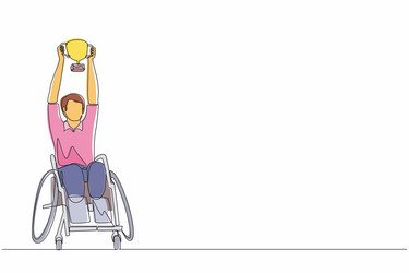 Single continuous line drawing disability man Vector Image