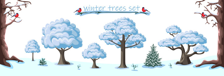 Cartoon trees set on a white background Royalty Free Vector