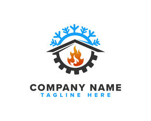 Heating and cooling service logo design Royalty Free Vector