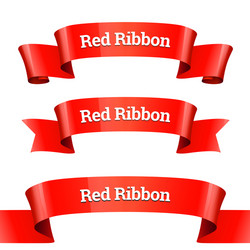 Ribbons set realistic red glossy paper ribbon Vector Image