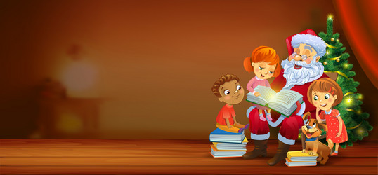 Cute little kids read books set happy children Vector Image