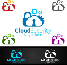 Digital cloud security logo for network internet Vector Image
