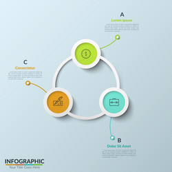 Diagram with 3 round elements thin line Royalty Free Vector