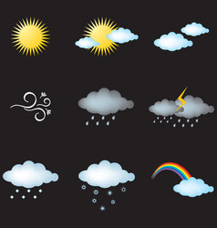 Meteo realistic icon clouds sun rain wind snow Vector Image
