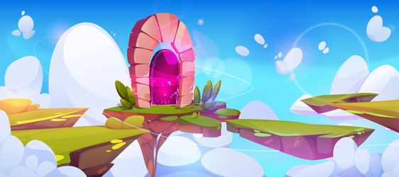 Set of floating island platforms for game ui Vector Image