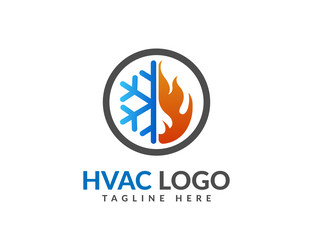 Heating and cooling service logo design Royalty Free Vector