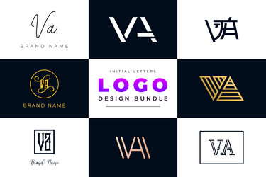 Initial letters va monogram logo design bundle Vector Image