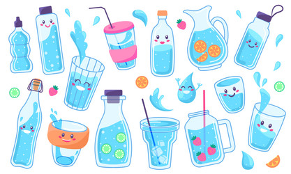 Drink more water cute drinking eco bottles Vector Image