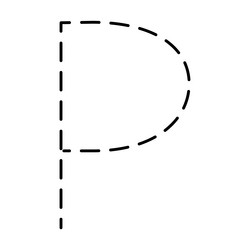 Tracing alphabet letter p prewriting dotted line Vector Image