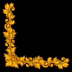 Baroque ornamental antique gold element on white Vector Image