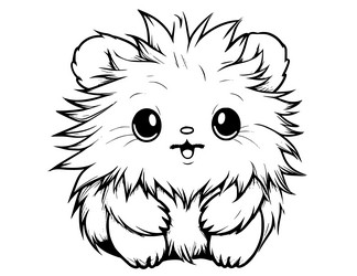 Cute fluffy coloring page drawing for kids Vector Image