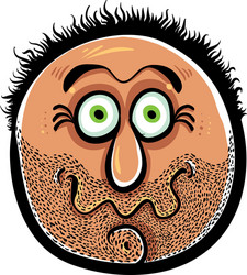 Funny cartoon face with stubble Royalty Free Vector Image