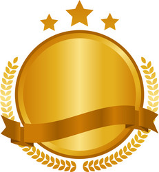 Modern gold circle metal badge label and design Vector Image