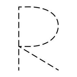 Tracing alphabet uppercase capital letter r Vector Image