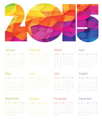 Calendar 2015 square colorful Royalty Free Vector Image