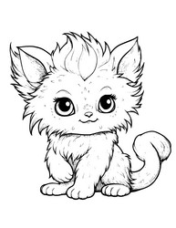 Cute fluffy coloring page drawing for kids Vector Image