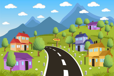 Rural landscape with small town Royalty Free Vector Image