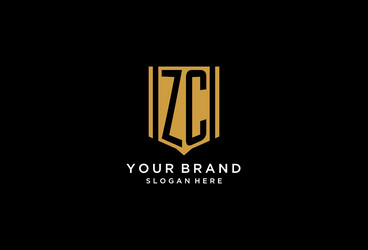 Letter zc logo with shield and sword design Vector Image