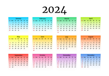 Calendar for 2024 isolated on a white background Vector Image