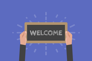 Hand holding sign board chalkboard Royalty Free Vector Image