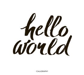 Hello world modern calligraphy text handwritten Vector Image