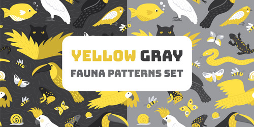Fauna patterns set with animals Royalty Free Vector Image