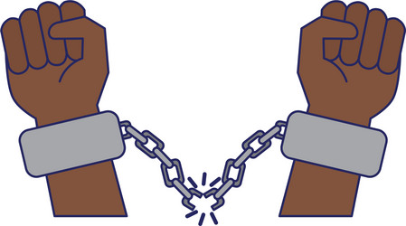 Black hands with chains cartoon in and white Vector Image