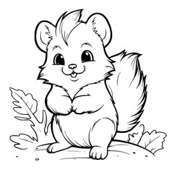 Cute fluffy coloring page drawing for kids Vector Image