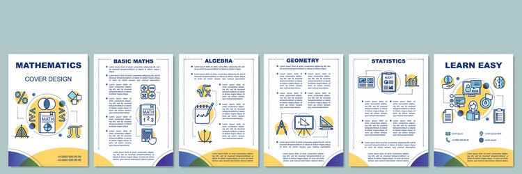 Mathematics lessons brochure template layout Vector Image