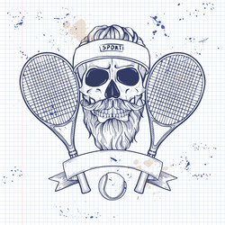 Crossed tennis rackets and tennis ball Royalty Free Vector