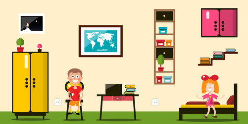 Kids Playing Inside House Vector Images (over 300)
