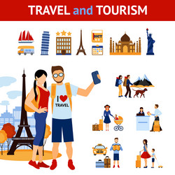 Travel tourist attraction 3d icon set Royalty Free Vector