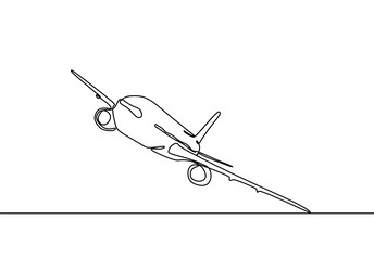 Drawing airplane landing at airport Royalty Free Vector