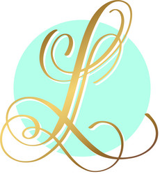 Gold calligraphy letter on circle blue background Vector Image