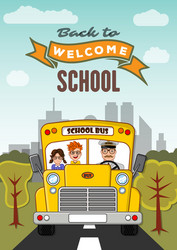 Back to school poster template with school bus Vector Image