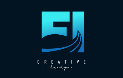 Creative black letters ei e i logo with leading Vector Image